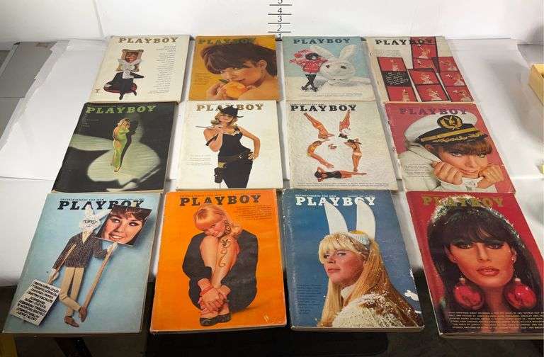 All 12 Playboy magazines with centerfolds year 1966. They do show signs ...