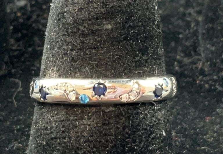 Size 6 Sterling silver inlaid rhinestone celestial band ring - Hash ...