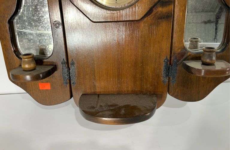 Three panel wall clock with candle holders, battery operated, 23.5in ...