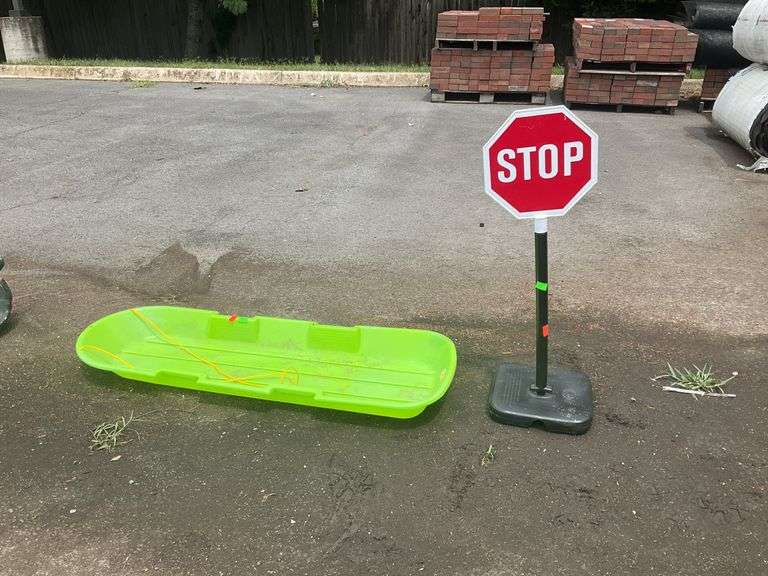 Poly sleigh, free standing stop sign - Hash Auctions