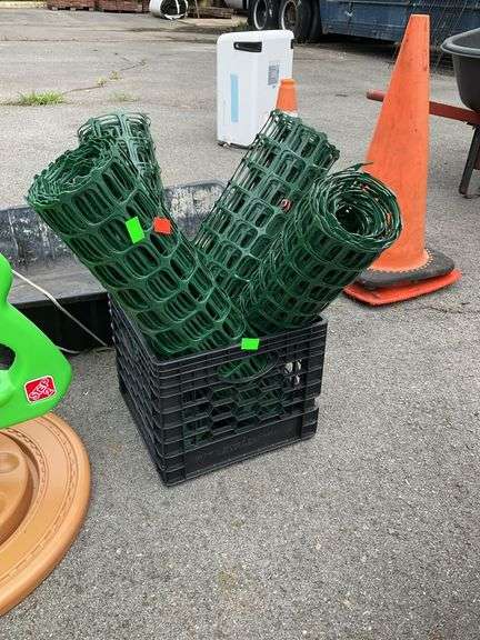Poly crate and four rolls and poly fencing - Hash Auctions