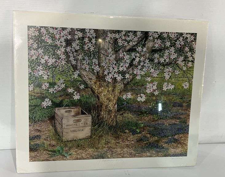 Print on board, Joanne R. Happ artist signed, Apple Blossoms and ...