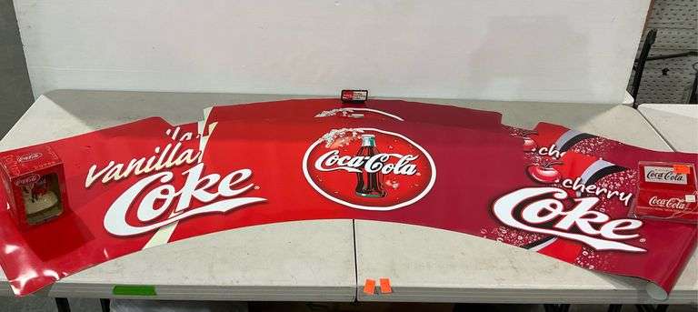 Advertising. Coca-Cola wall banners, 6’ . Blinking neon sign (works ...