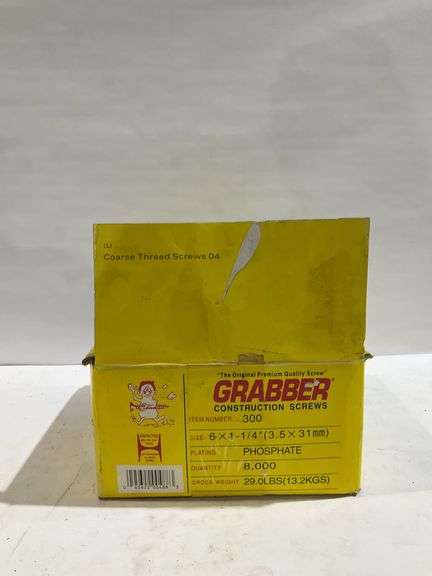 Grabber construction screws 6x1-1/4” over half a box. - Hash Auctions