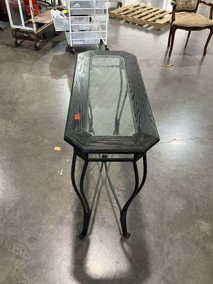 Glass top insert hall table 16”x3’3”x2’6” - Hash Auctions