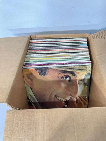 Group of vinyl record albums, various artists and genres, sample ...