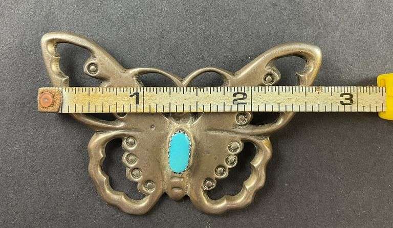 Sand Cast Turquoise Butterfly Pin - Artist Signed Sadie Randolph “R” 26 ...