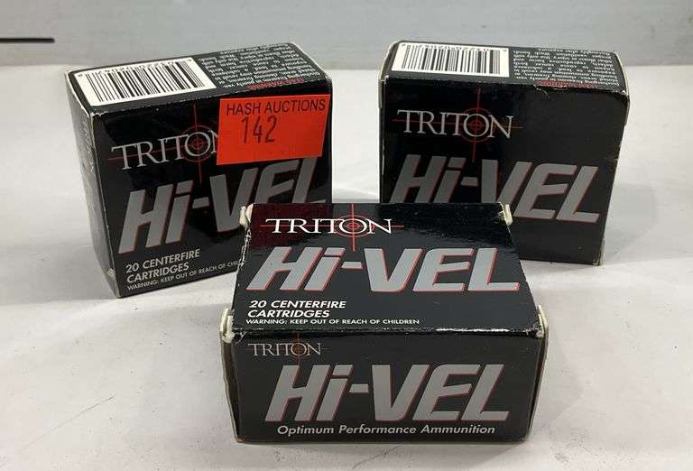 Three boxes triton HI – VEL 9 mm 135 grain ammunition (1 missing ...