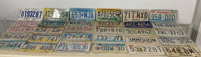 Collection of 27 License Plates, all singles, various States and ...