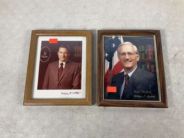 Two framed photos of former FBI directors, William Sessions and William ...