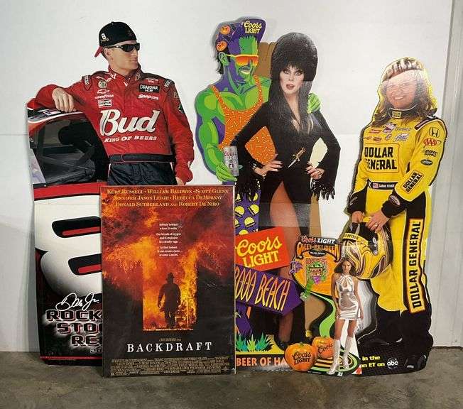 Advertising cardboard stand ups. And movie poster. Man Cave decor ...