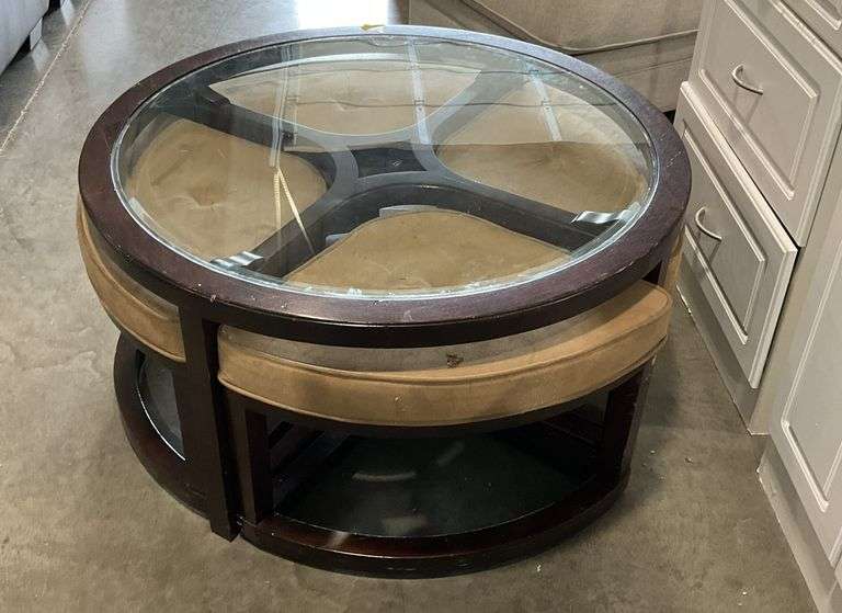 Center Room Table with cubby triangle seating that slides under table ...