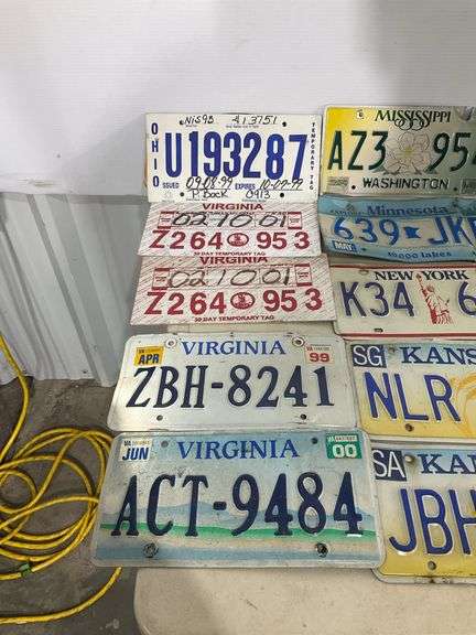 Collection of 27 License Plates, all singles, various States and ...