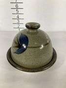 Floral pottery cheese dish. - Hash Auctions