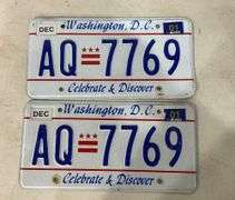 Washington DC License Plates, matched set, AQ 7769 - Hash Auctions