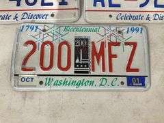 5-Washington DC License Plates, all singles, - Hash Auctions