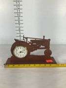Wooden carved tractor clock. - Hash Auctions