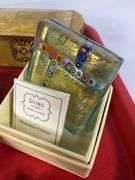 Group of various items. Murano glass paperweight, vintage brooches ...