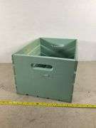 Teal painted wooden crate - Hash Auctions