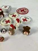 Bag of American Red Cross items. Pins and more. - Hash Auctions