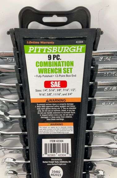 Pittsburgh 9pc combination wrench set SAE. - Hash Auctions