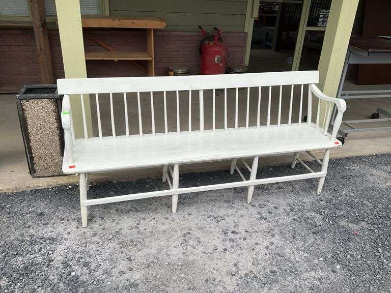 Nice early Bench seat, painted, armed, 6- foot bench in sturdy ready to ...