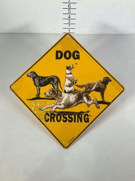 Dog Crossing metal sign. - Hash Auctions