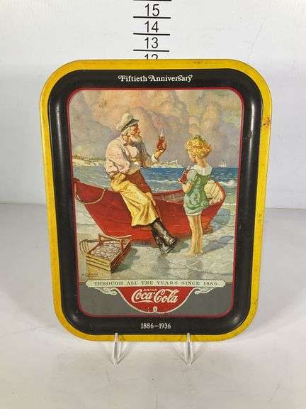 Coca Cola Sea Captain Fiftieth Anniversary metal tray. - Hash Auctions