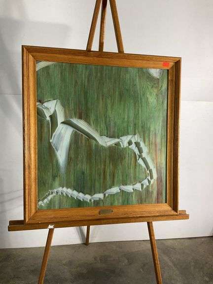 Framed sheet of slag glass with interesting design, 27.5x29 - Hash Auctions