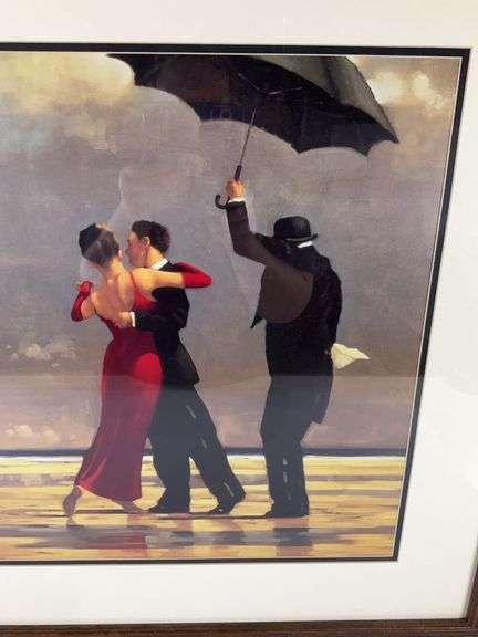 Framed and double matted decor print, couple dancing on beach, Bombay ...