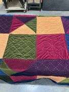 Velvet patchwork quilt approximately 85x85in - Hash Auctions