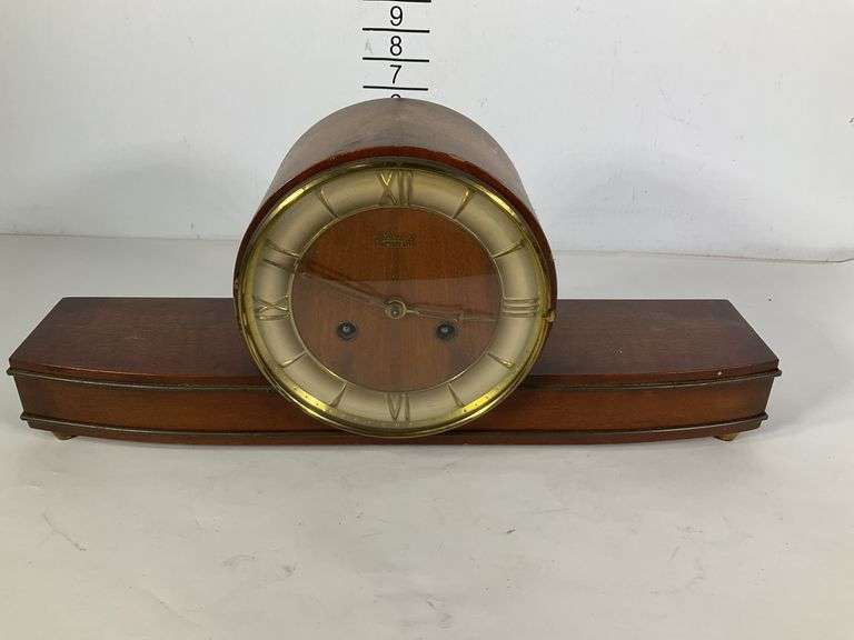 Hermle mantle clock. Key included. Art deco. Very nice looking clock ...