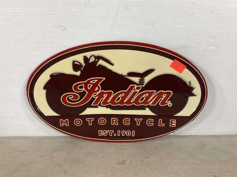 Indian Motorcycle Metal advertising decor sign, 16x9.5” - Hash Auctions