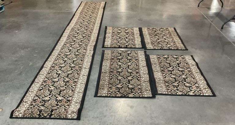 Five pc Rug lot, Runner 26”x14 foot long, four other door mat size rugs ...