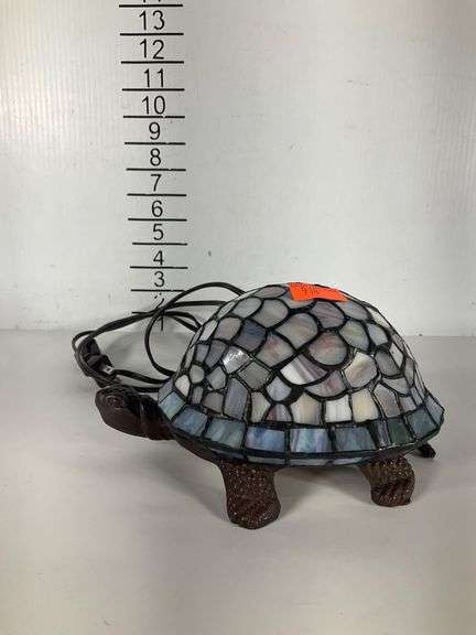 Turtle-Shaped Decorative Lamp with Stained Glass-Style Dome - Hash Auctions