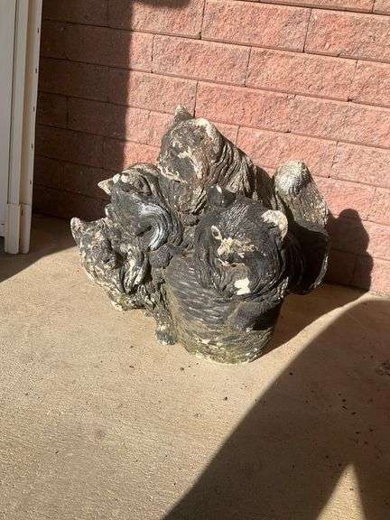 14”H Concrete Sculpture of Animal Heads Cluster - Hash Auctions