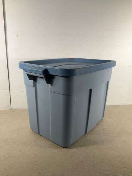Rubbermaid 18-Gallon Blue Plastic Storage Tote with Lid - Hash Auctions