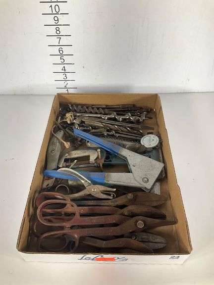 Assorted Hand Tools and Cutters in Cardboard Box - Hash Auctions