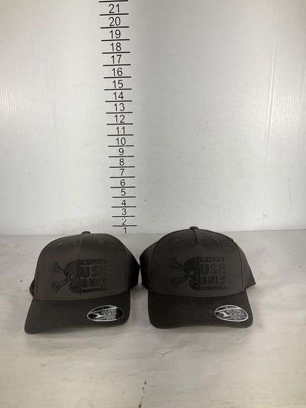 Pair of Gray Flexfit Logo Caps - Hash Auctions