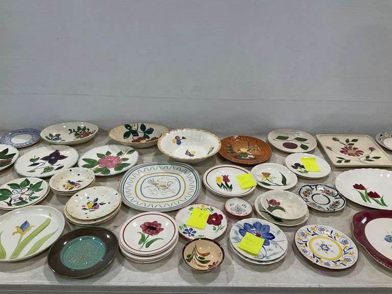 Assorted Hand-Painted and Stamped Ceramic Plates and Platters - Hash ...