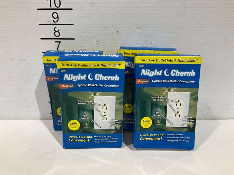 Lot of 4 Night Cherub Lighted Wall Outlet Covers - Hash Auctions