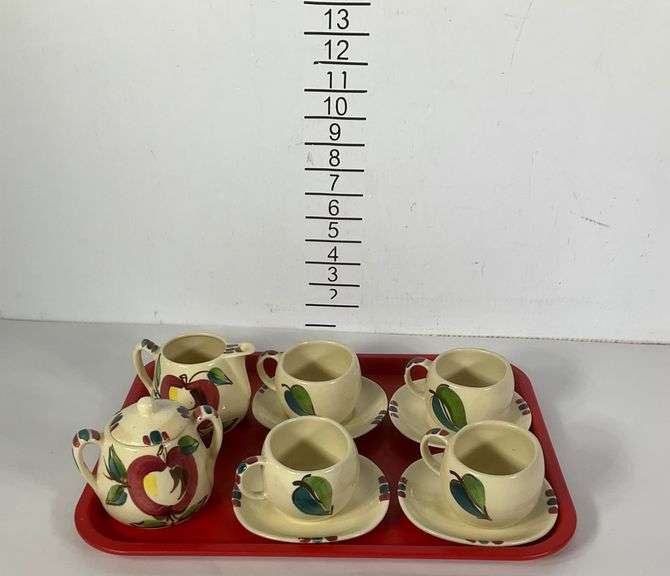 Purinton Slip Ware Ceramic Tea Set with Apple Motif - Hash Auctions