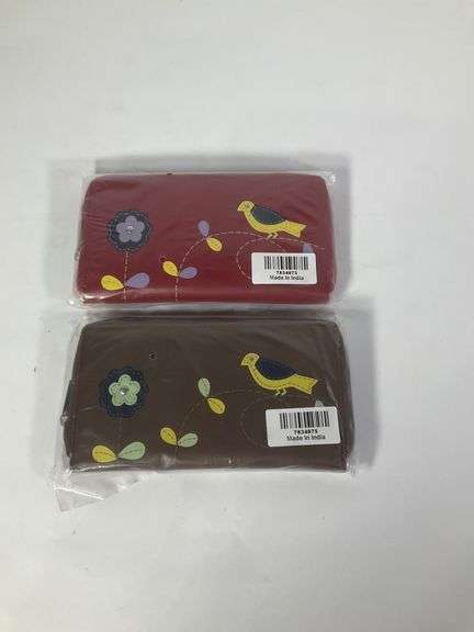 Union Code Leather Wallets with Bird and Floral Design - Hash Auctions
