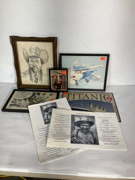 Collection of Framed Artwork and Ephemera, Metal Sign - Hash Auctions