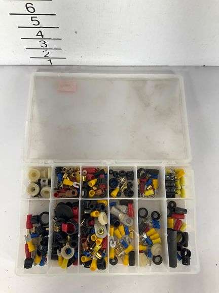 Assorted Electrical Connectors and Fasteners in Plastic Organizer Box ...