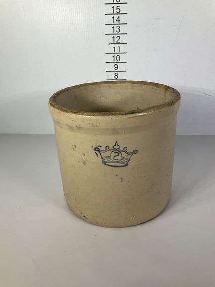 Stoneware Crock with Blue Crown No. 2 Marking - Hash Auctions