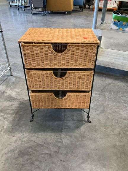 Wicker Drawer Storage Unit with Metal Frame, 18×26″ Tall - Hash Auctions