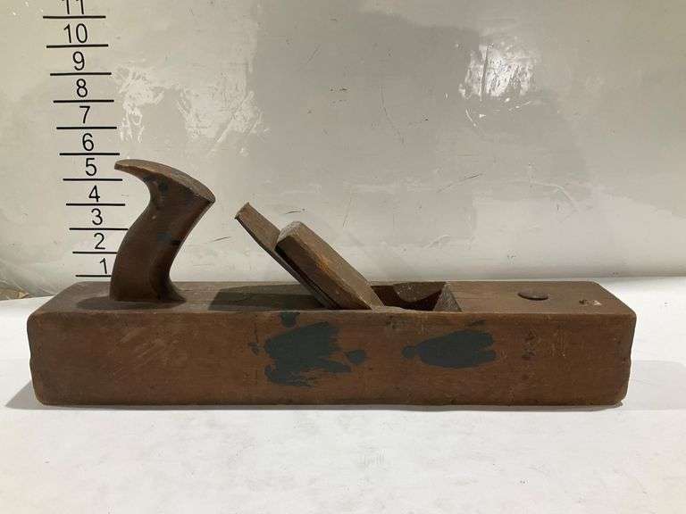 Wooden Hand Plane with Curved Handle and Metal Blade - Hash Auctions