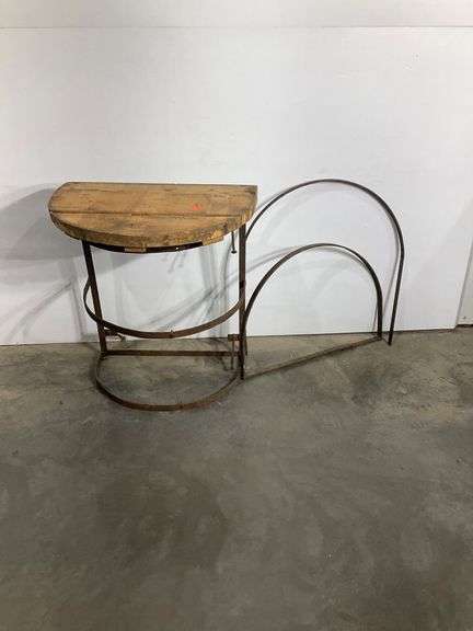 Rustic Wood and Metal Half-Moon Console Table - Hash Auctions