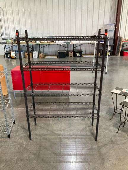 Black Metal Wire Shelving Unit, 36x14x55 Inches - Hash Auctions